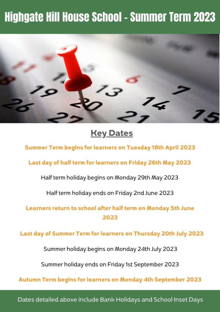 The School Day and Term Dates | Highgate Hill House School